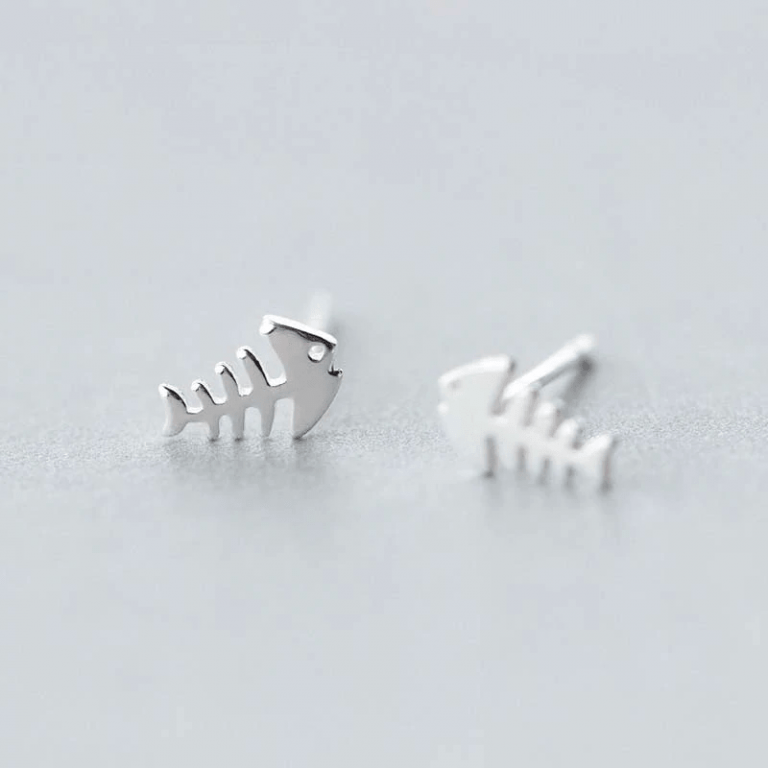 Silver Fish Skeleton Earrings - Passport Ocean